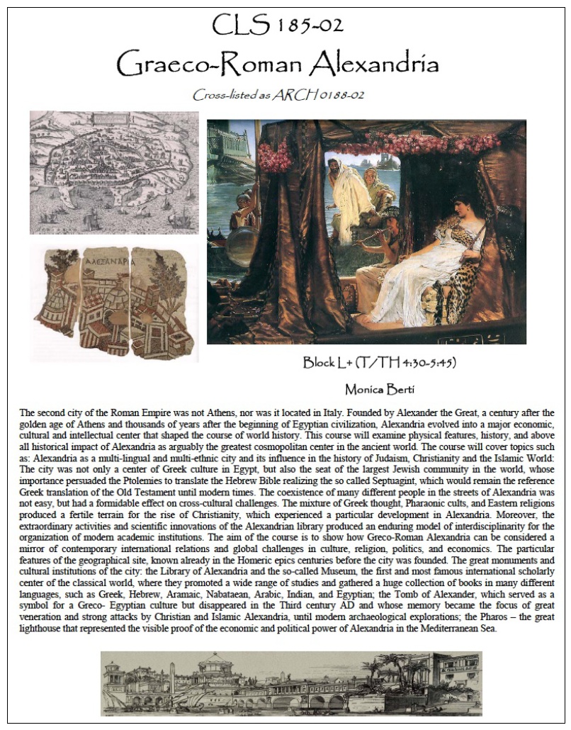 Graeco-Roman Alexandria. Tufts Course (Fall semester 2010) by Monica Berti